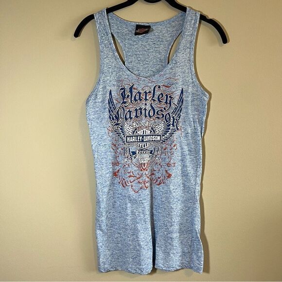 Harley-Davidson | Tops | Harley Davidson Womens Blue Tank Top Lasvegas ...